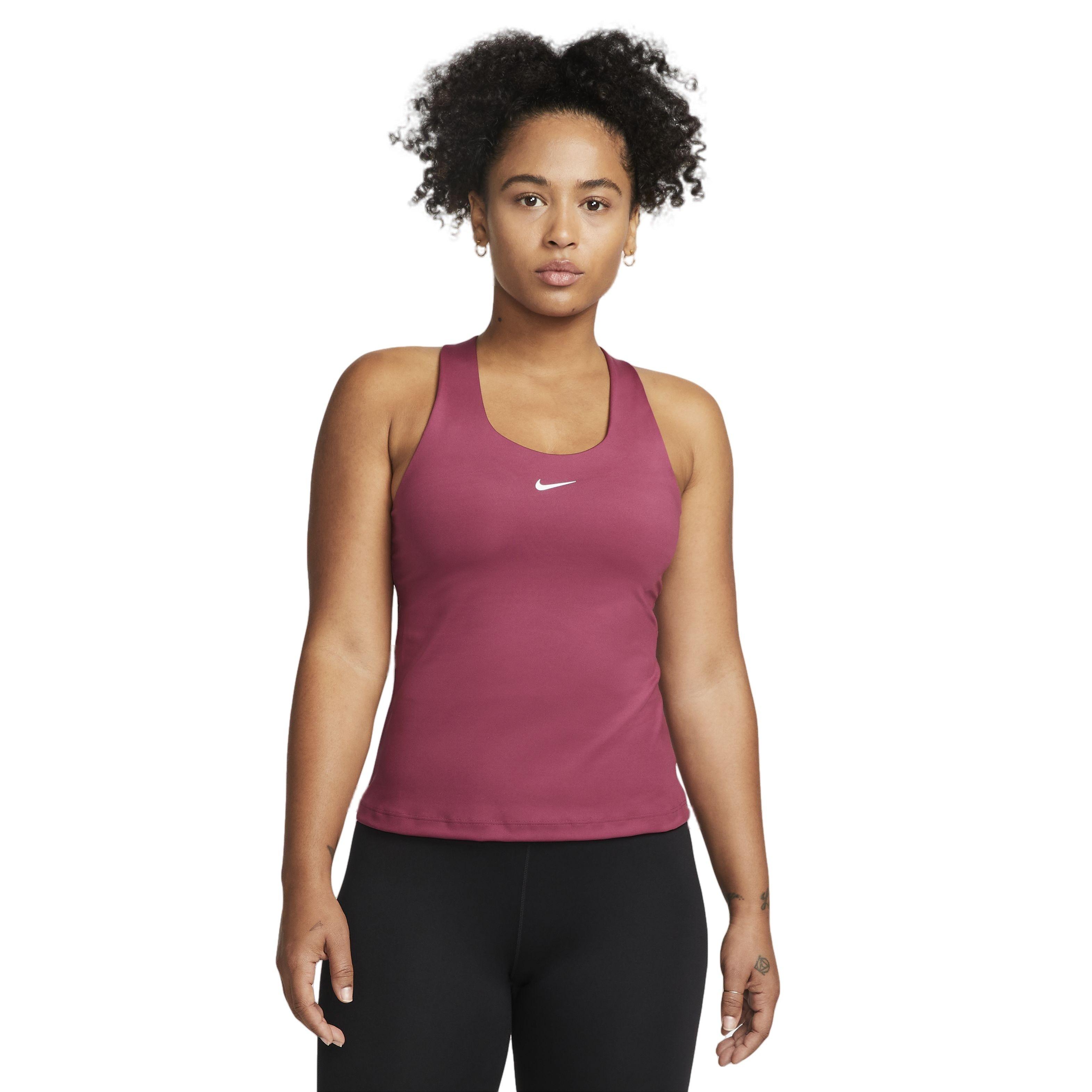 Nike Women's Dri-FIT Swoosh Padded Sports Bra Tank -Bla ck - Hibbett ...