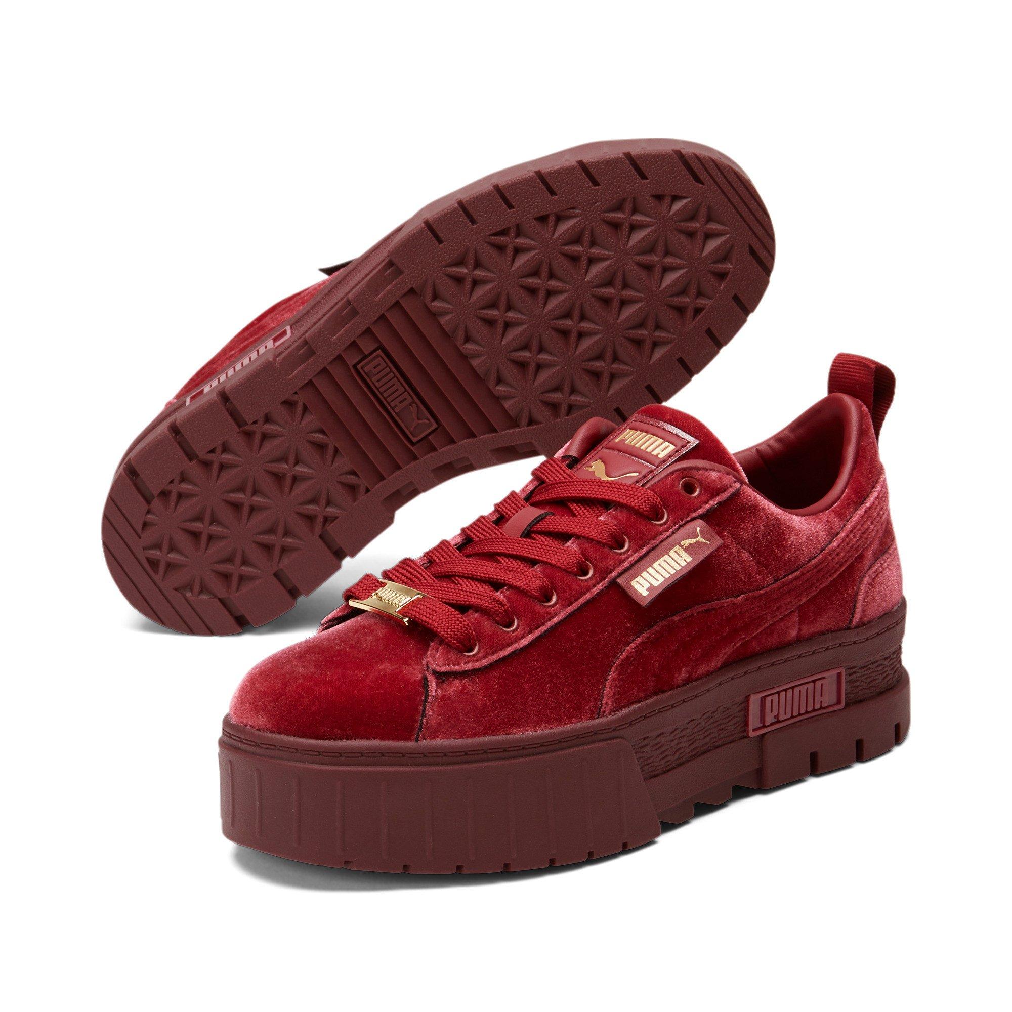 PUMA Mayze Velvet "Tibetan Red/Puma Team Gold" Women's Shoe - Hibbett