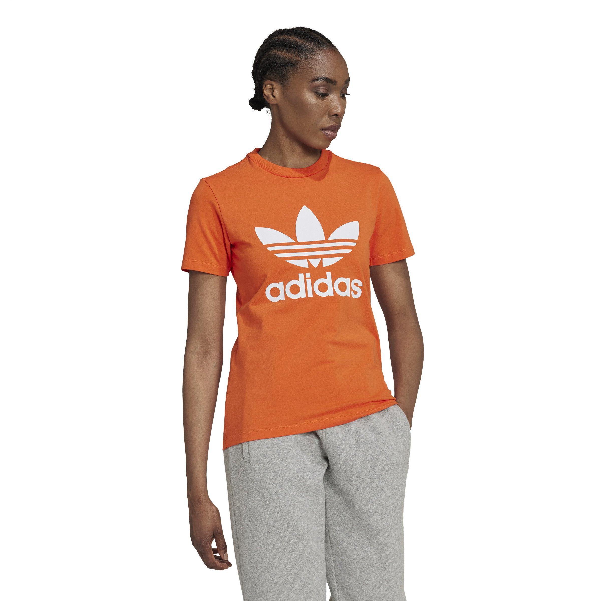 adidas Women's Adicolor Classics Trefoil Tee-Orange - Hibbett | City Gear