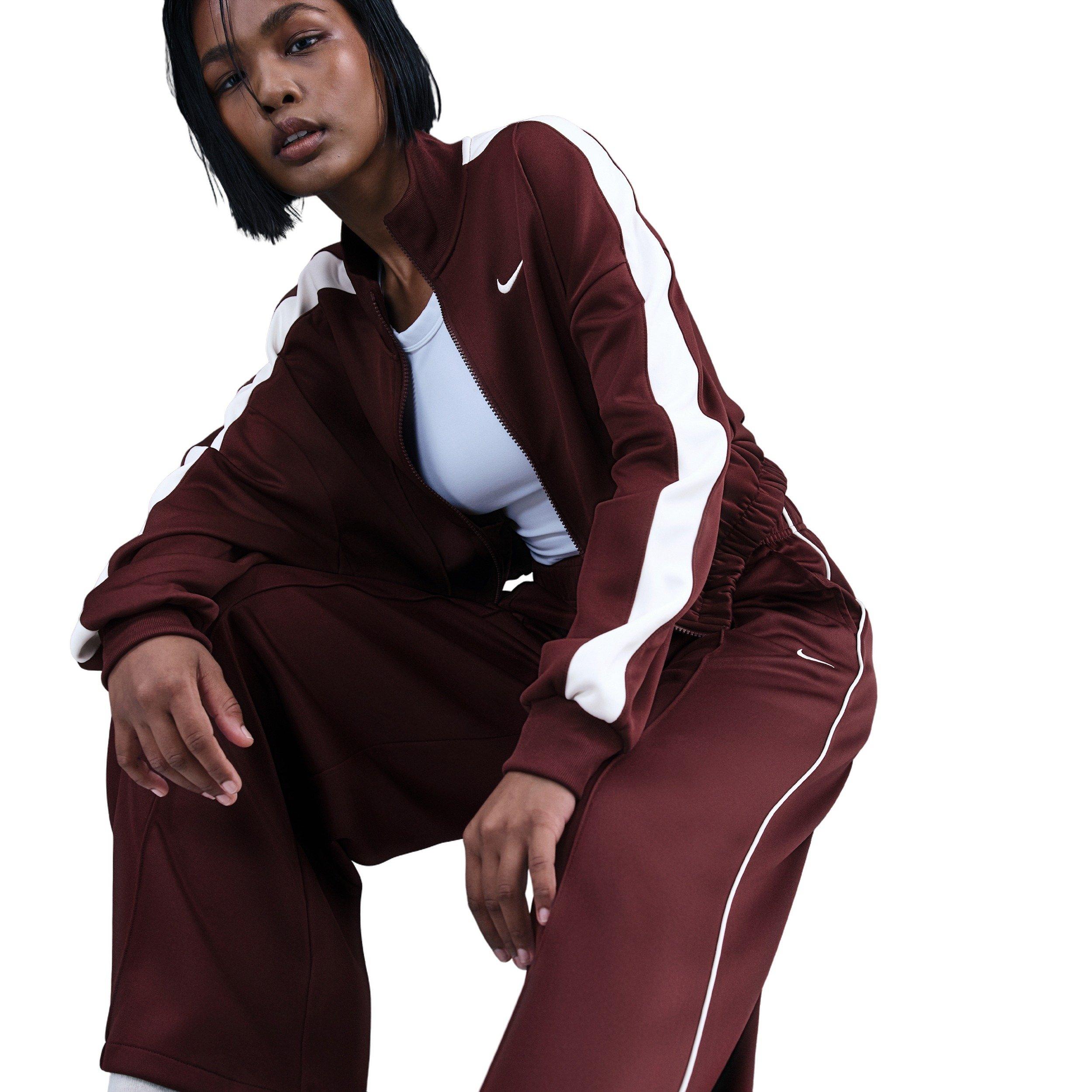 Nike Sportswear Women's Mid-Rise Wide-Leg Track Pants - Burgundy