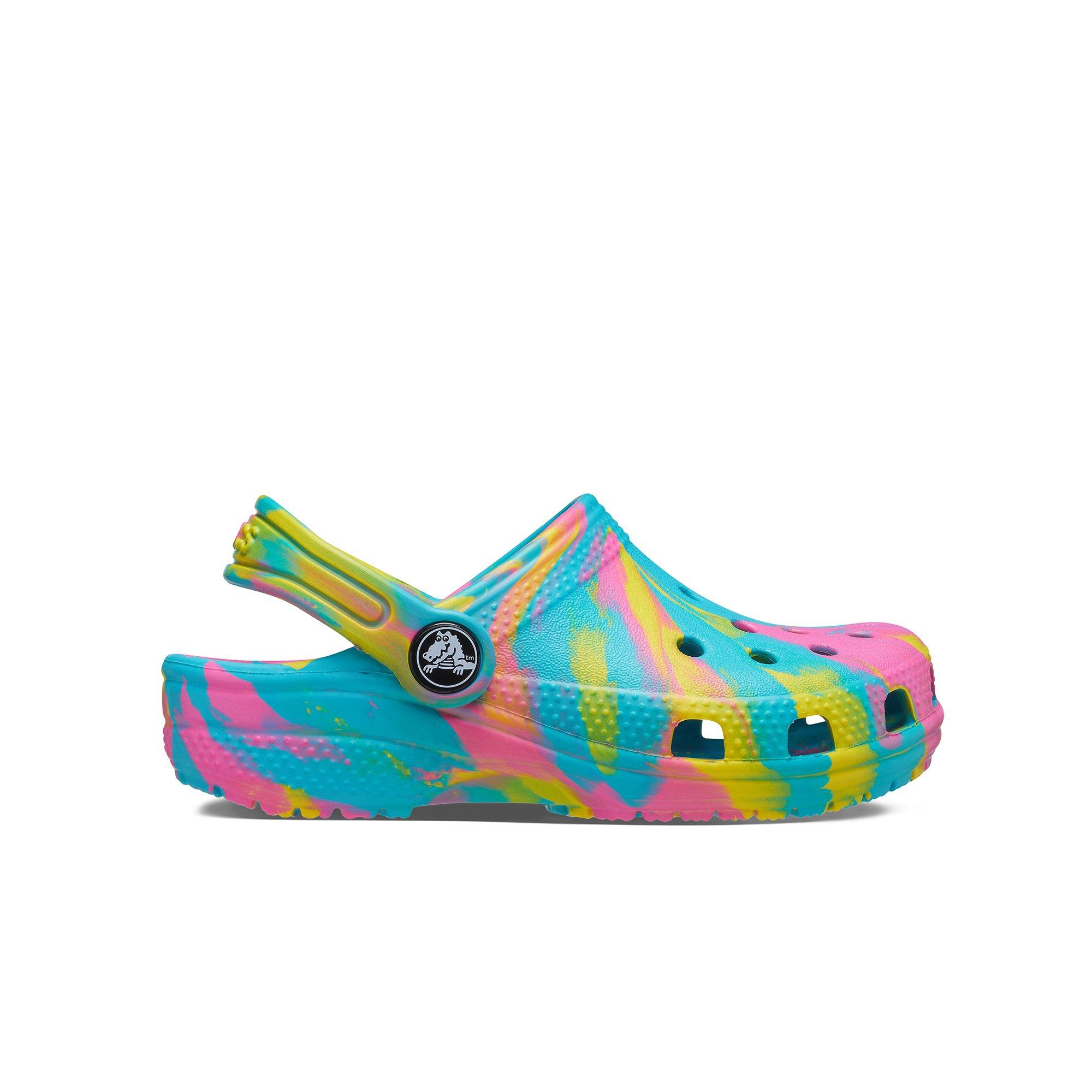Crocs Classic Marbled "Digital Aqua/Multi" Grade School Girls' Clog ...