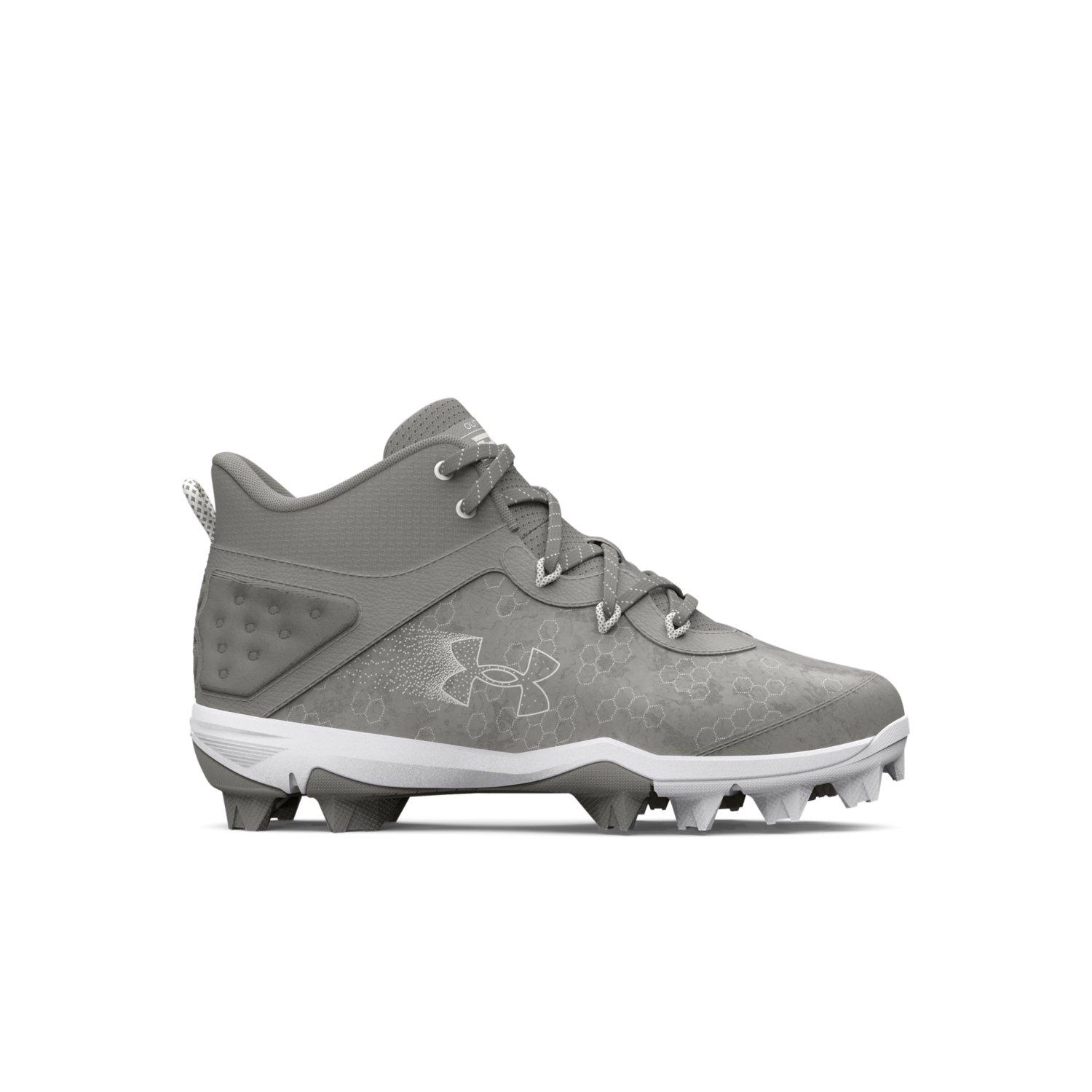 Under Armour Harper 8 Mid RM Jr. "Baseball Grey/White" Preschool Boys ...