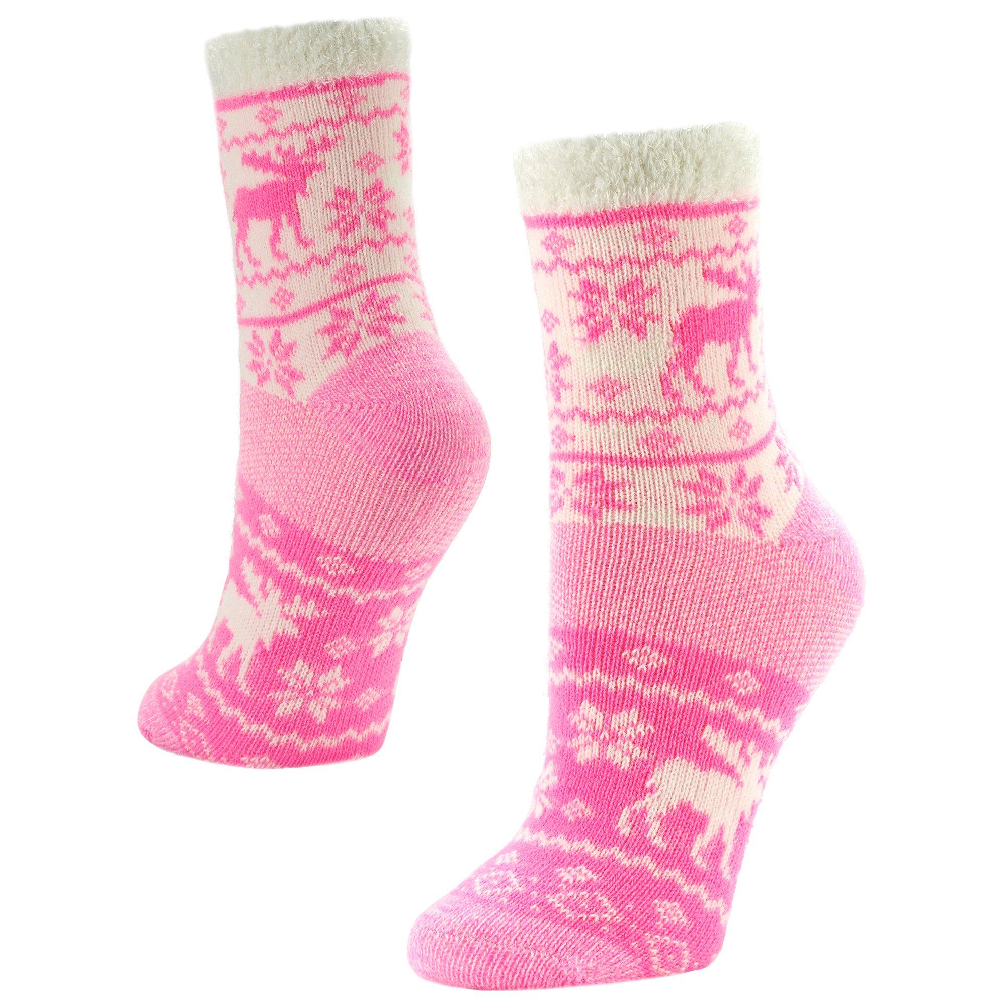 Implus Fireside You Moose You Lose Crew Socks-Pink