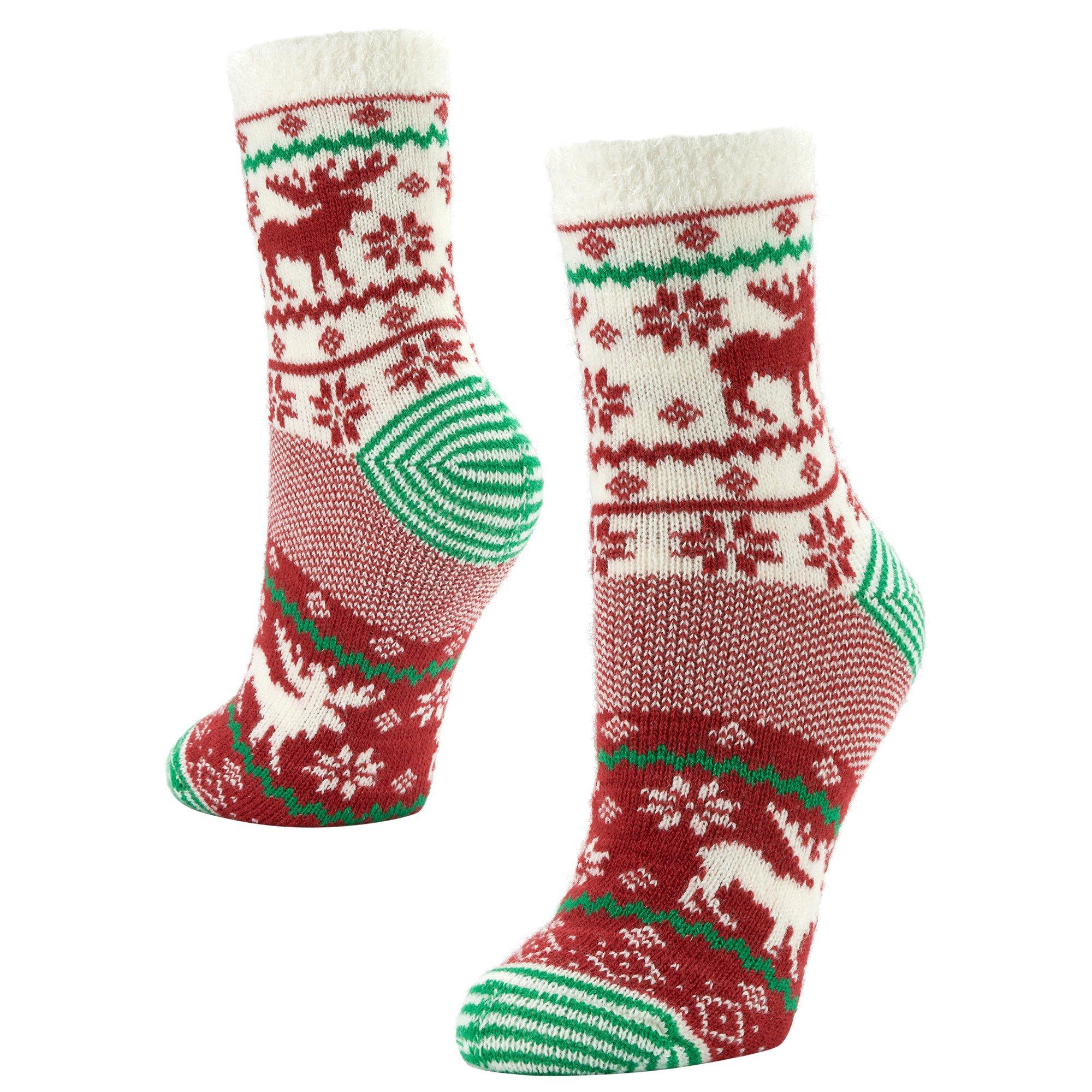Implus Fireside You Moose You Lose Crew Socks-Red/Green/White