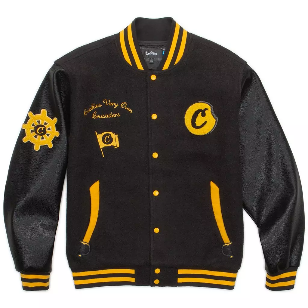 Cookies Men's Crusaders Varsity Jacket - Black/Gold - Hibbett