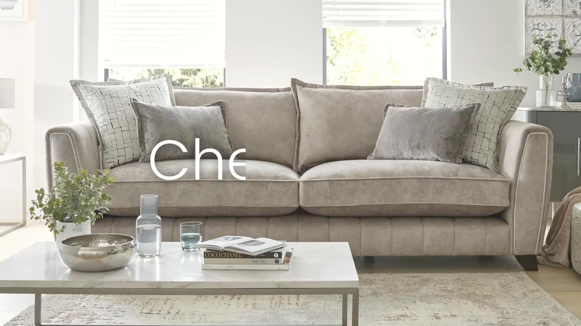 Cherished Metallic Piped Formal Back 3 Seater Sofa | DFS