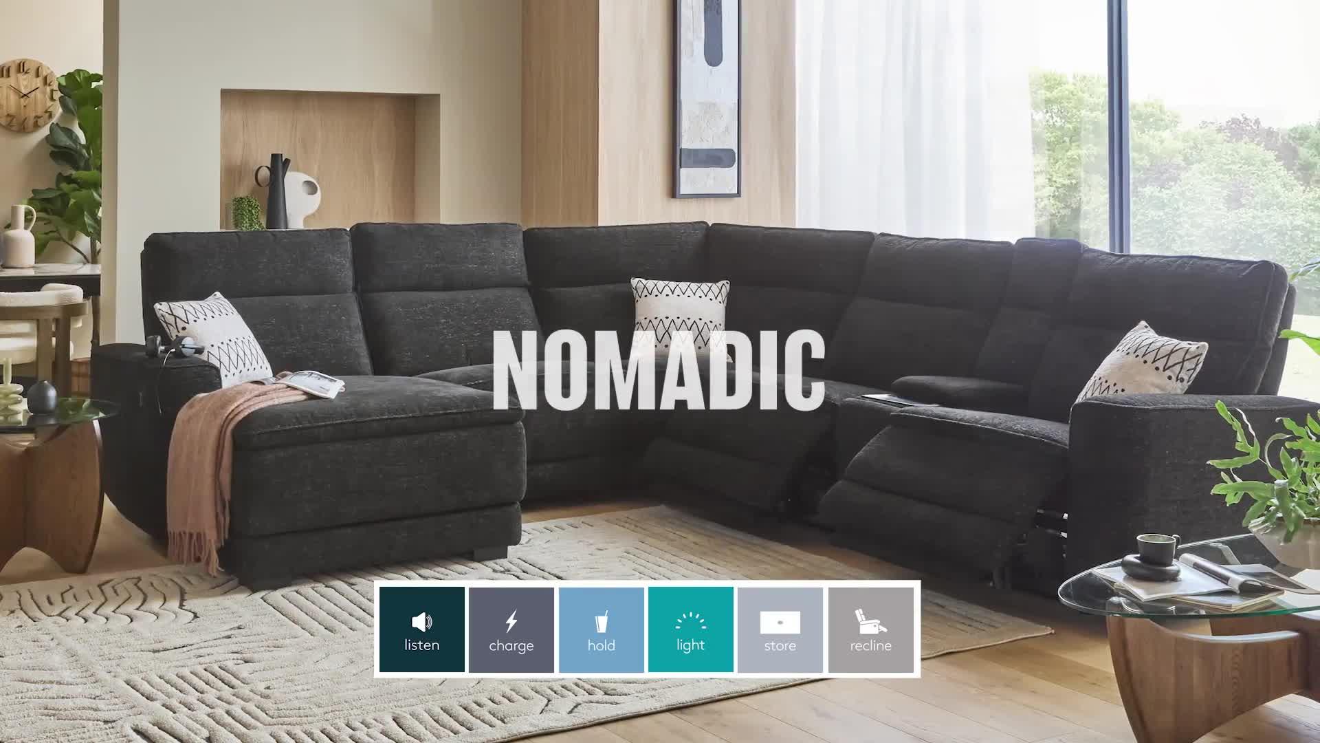 Nomadic Left Hand Facing Storage Chaise 2 Corner 2 With Drop Down Table ...