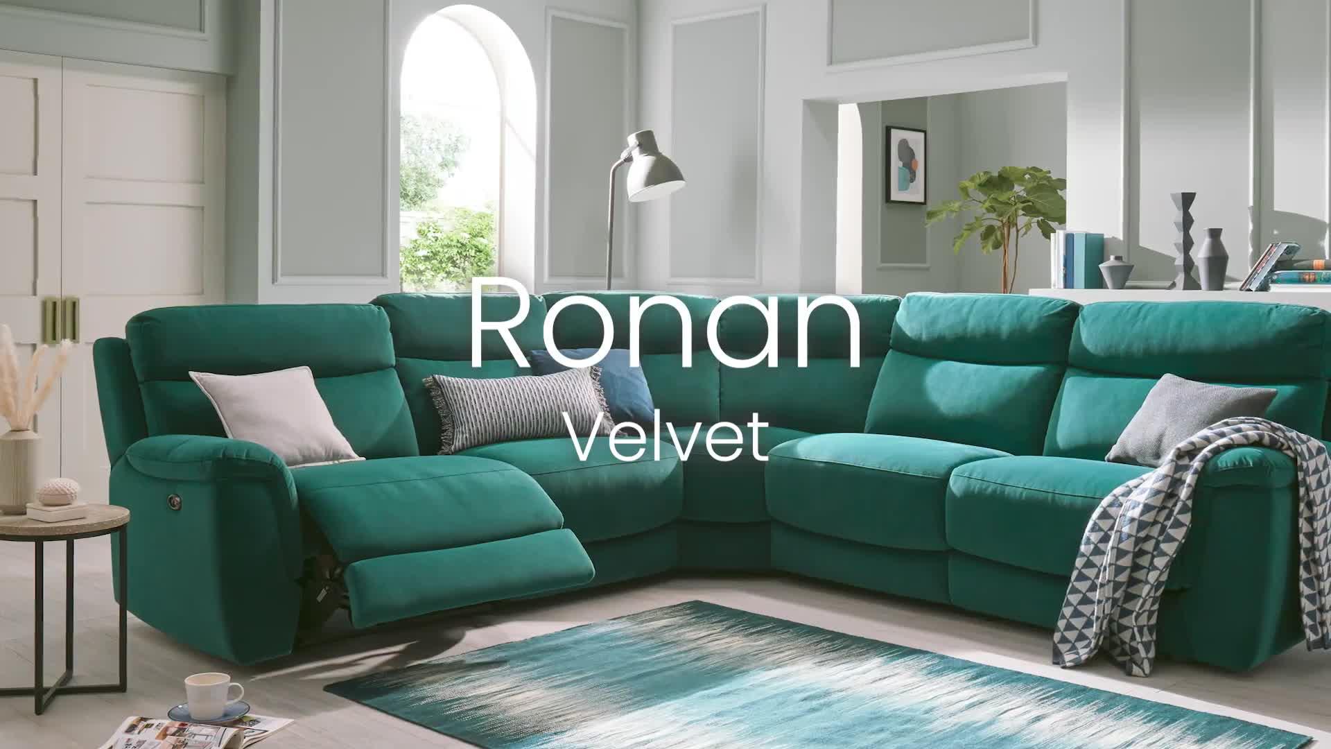 Ronan Velvet Option O Power 8 Piece U Shape Sofa | DFS